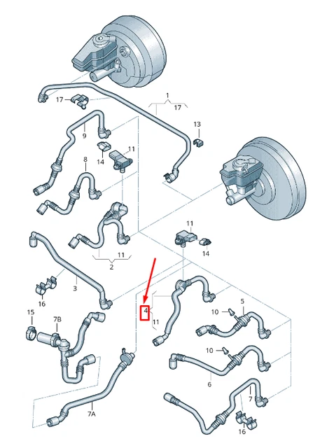 VW EOS 1F Vacuum Pipe With Non-Return Valve 1K0612041JR NEW GENUINE £62 ...
