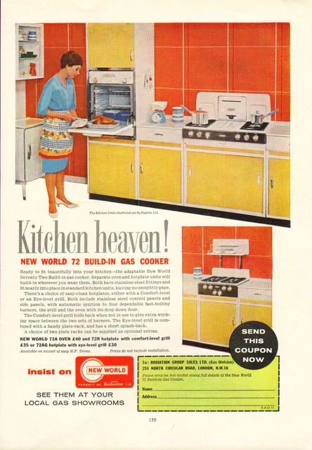 ORIGINAL LARGE COLOUR advert " kitchen heaven : new world gas cooker ...