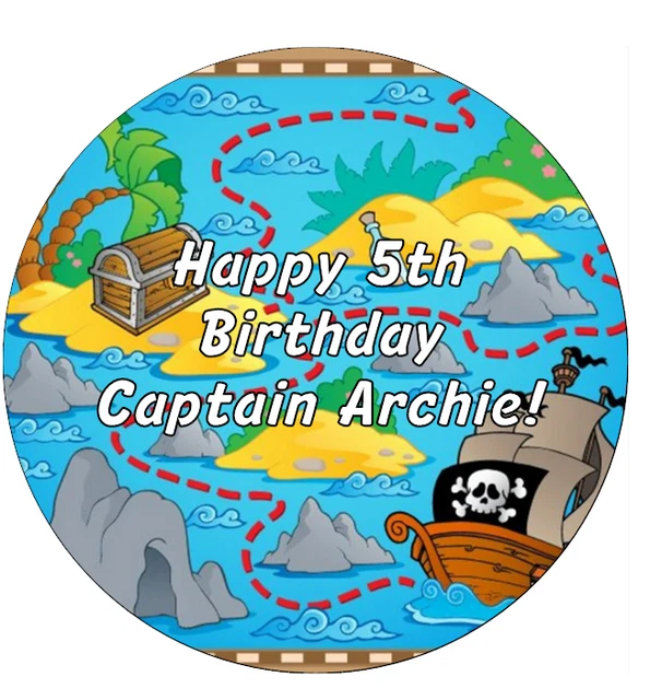 PIRATE TREASURE MAP Edible Personalised Cake Topper Edible Wafer Paper ...