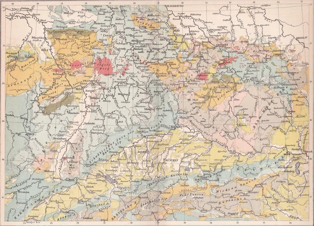 ORIGINAL 1895 HISTORICAL Map. Geological map of Germany £12.93 ...