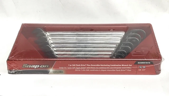 SNAP-ON TOOLS NEW 7pc SAE Reversible Ratcheting Combo Wrench Set ...