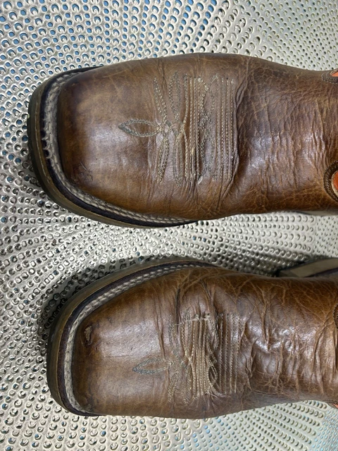Double H Mens 11 Ee Orange Leather Square Toe Roper Boots Dh4620 Usa