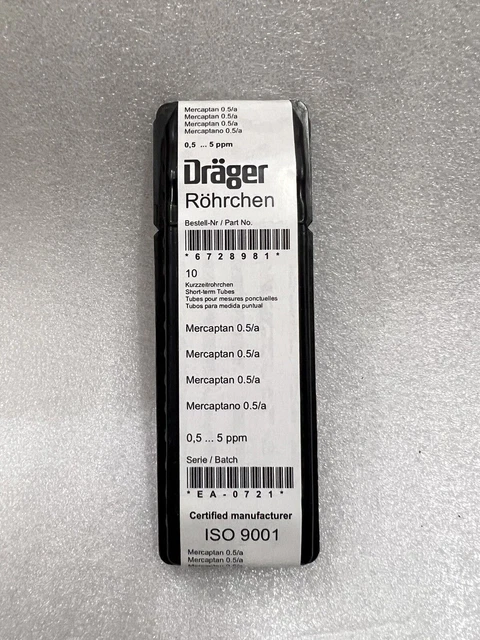 DRAGER/DRAEGER MERCAPTAN 0.5/A 0.5-5PPM 6728981 GAS DETECTION TUBE $190 ...
