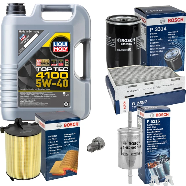 BOSCH INSPECTION SET 5L Liqui Moly Top Tec 4100 5W-40 pour VW Golf Plus ...