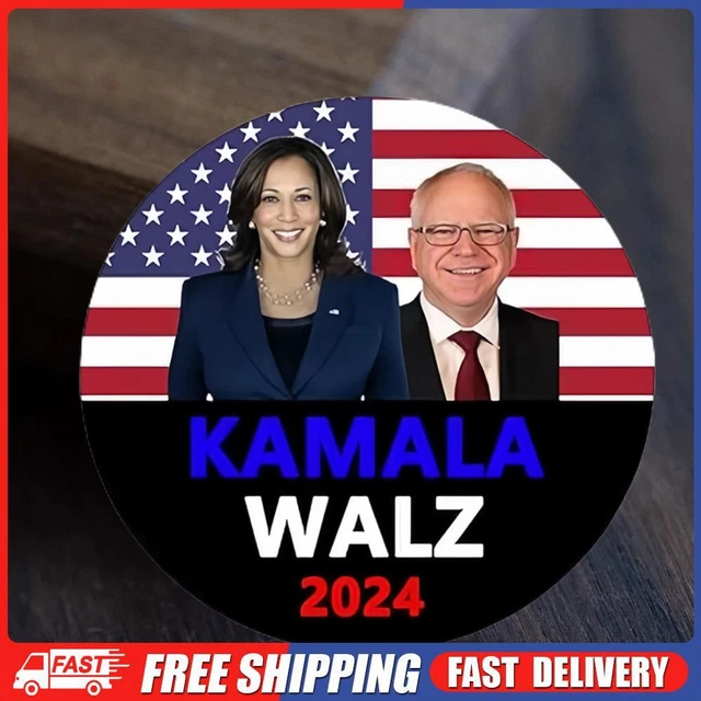 KAMALA HARRIS TIM Walz Circle Badges Round Chest Pins Harris Walz 2024 ...