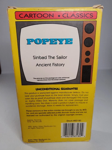 Popeye Vhs 1990 Cartoon Classics Popeye The Sailor Man Eur 4 61