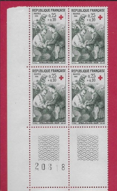1966 CROIX rouge bloc de 4 coin numéroté N° 1508 neuf ** EUR 1,50 - PicClick FR
