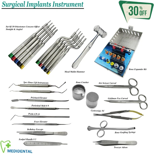 SURGICAL RANGE OF Complete Implantology Bone Grafting Sinus Lift Instruments New EUR 40,79 ...