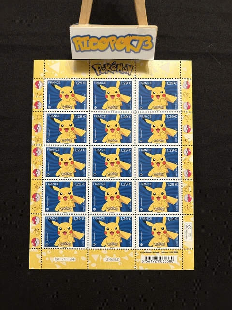 PLANCHE DE 15 Timbres/Stamps Pokemon Collection Pikachu La Poste French ...