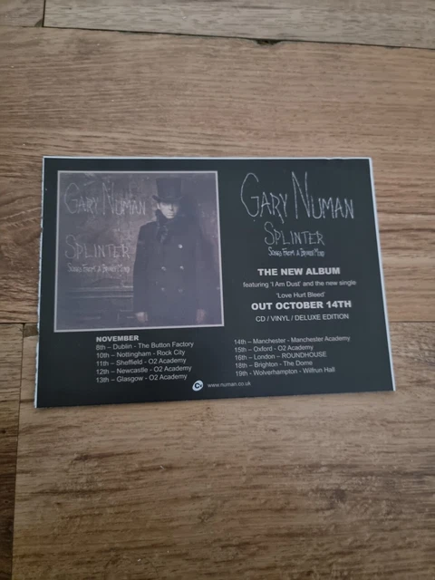 TNEWM18 ADVERT 5X8 Gary Numan: Splinter - Songs From A Broken Mind £8. ...