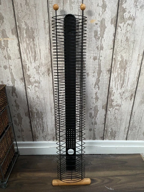 BLACK METAL WOOD Audio CD Storage Tower Rack Stores 60 CDs Wall mounted ...