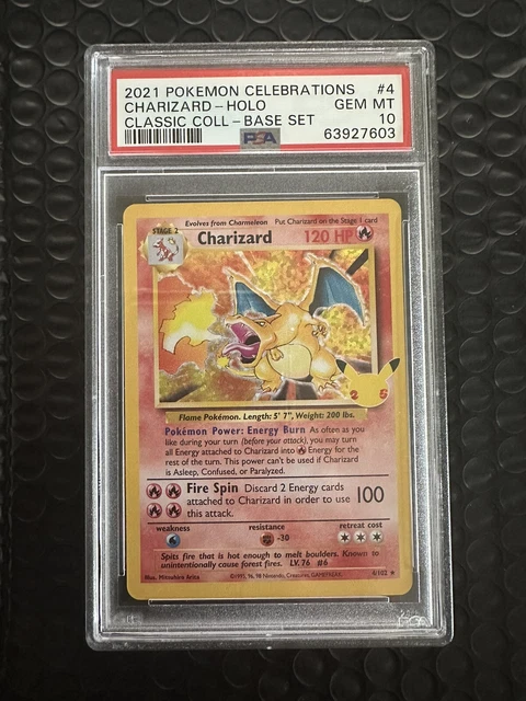 PSA 10 GEM MT Charizard Celebrations Classic Collection Holo 4/102 EUR 218,17 - PicClick FR
