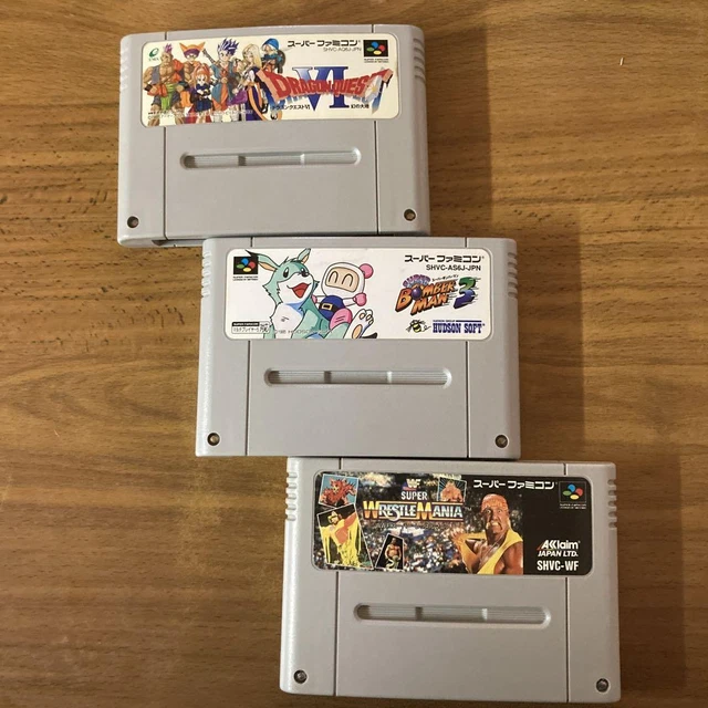 SFC SUPER FAMICOM Dragon Quest Bomberman Wwf Super Wrestlemania SNES ...