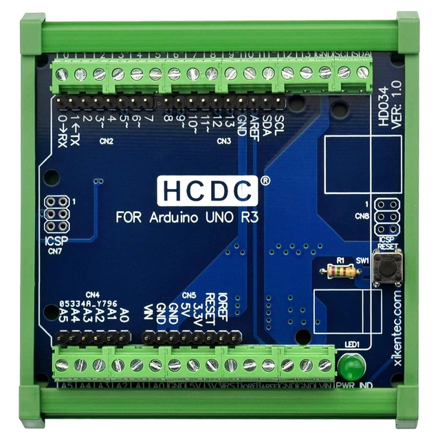 DIN RAIL MOUNT Pinout Breakout Terminal Block Module for Arduino UNO R3 ...