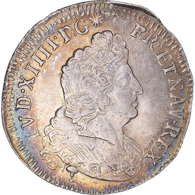 [#341327] COIN, FRANCE, Louis XIV, 1/4 Ecu aux insignes, 1702, Montpellier, réfo $1,358.00 ...