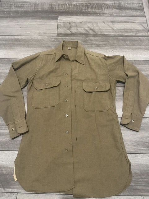 WW2 US ARMY Wool Utility Service Shirt Deadstock Size 14-32 OD Field ...