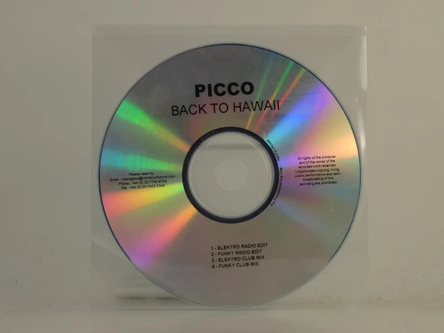 PICCO BACK TO HAWAII (H1) 4 pistes promo CD manche plastique unique ...