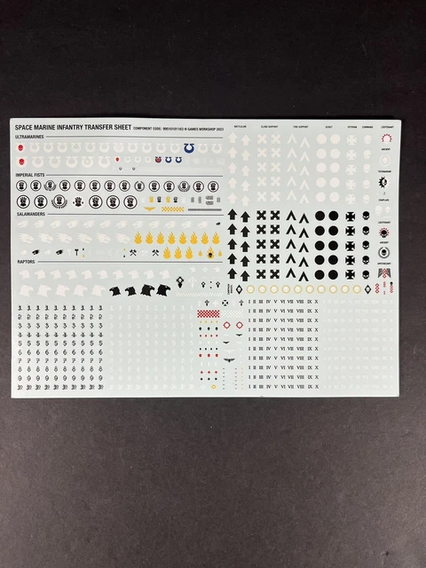 SPACE MARINES TRANSFER Sheet, Decals, Warhammer 40k Miniature Wargaming ...