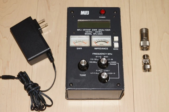 MFJ-259C HF/VHF SWR Antenna Analyzer w/Calib Load, AC Adapter, New ...