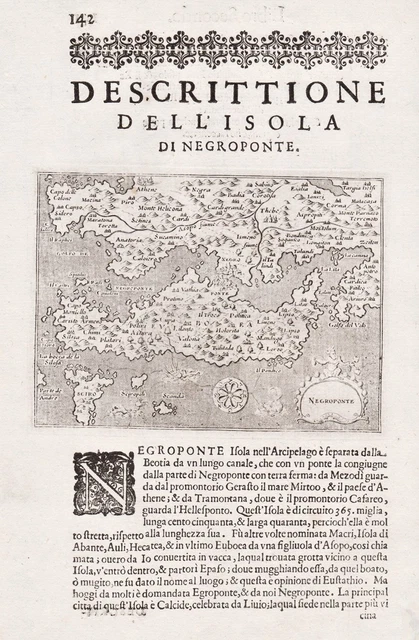 EUBOEA LIMNOS NEGROPONTE Greece Griechenland map Karte Porcacchi 1620 ...