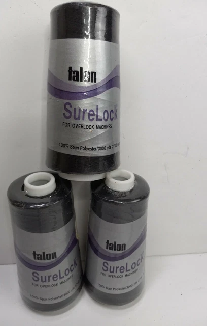 LOT OF 3 Talon SureLock Thread Overlock Machine Black Spun Polyester 3k ...