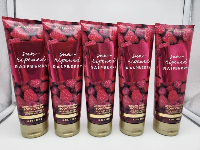 BATH BODY WORKS Sun-Ripened Raspberry Hydrating Body Cream 8oz LOT OF 5 ...