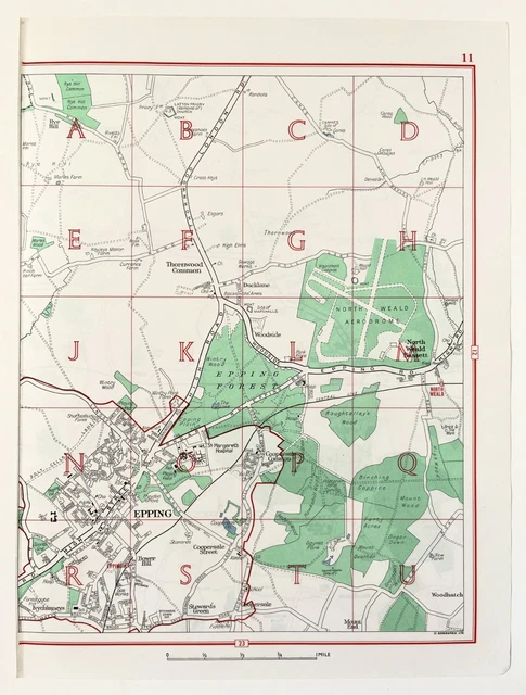 LARGE VINTAGE 1960S London Map - EPPING, NORTH WEALD AERODROME etc £5. ...