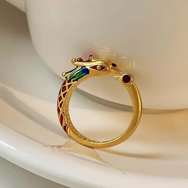 GOLD COLOR DRAGON Open Rings Dragon Phoenix Couple Ring Couple Gift EUR ...