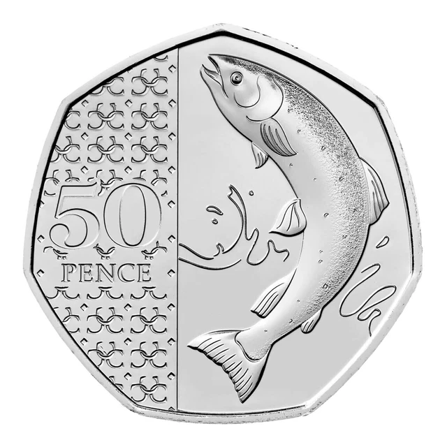 RARE NIFC 2025 KING CHARLES III UNC ATLANTIC SALMON 50p COIN. FRI £28. ...