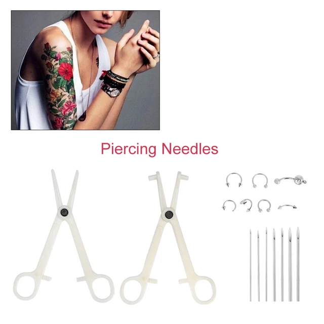 PRO STERILE DISPOSABLE Body Piercing Kit, 4× Forceps and 6× Needle (12G ...
