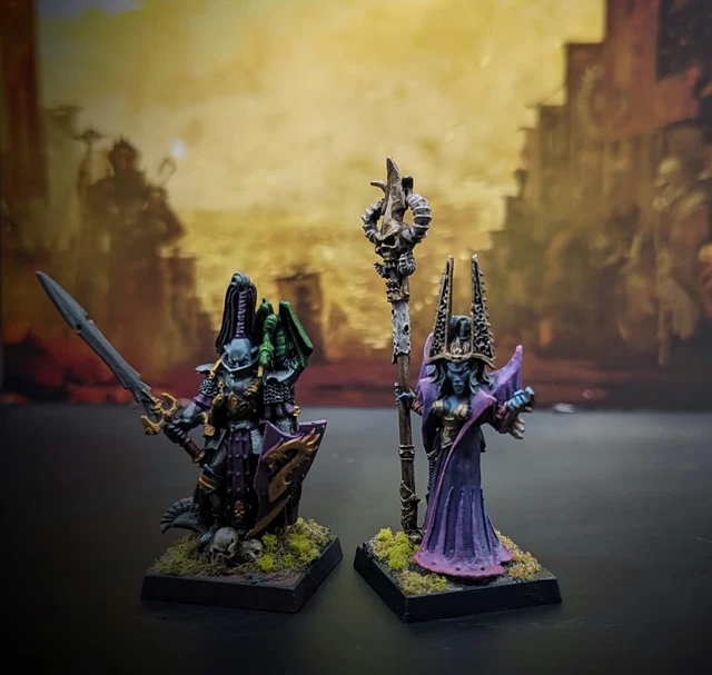 WARHAMMER FANTASY THE Old World elfe noir Dreadlord & Morathi Sorceress ...