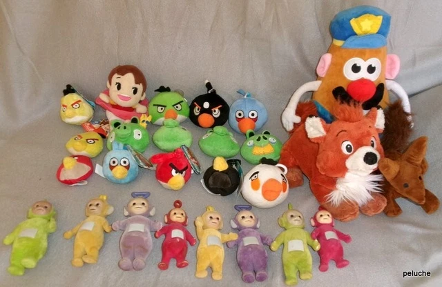 LOT PELUCHE ANGRY BIRD Mr PATATE TELETUBBIES ROX le RENARD PETIT PRINCE ...