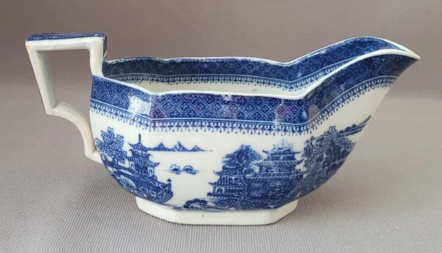 ANTIQUE SPODE DAGGER Border Temple With Panel Reversed Small Gravy Boat ...