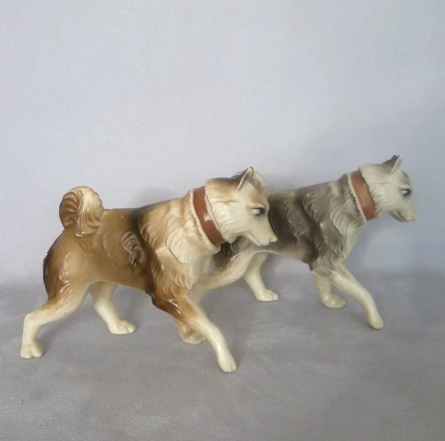 2 X ACTION Man Artic Explorer Vintage Husky Dog Pair. 15cm long ...