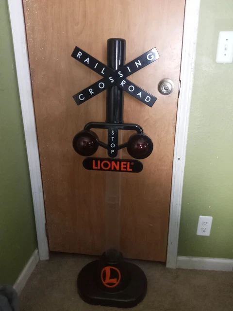 48.5” LIONEL RAILROAD Crossing Coin Bank Lights Sound Savings Train ...