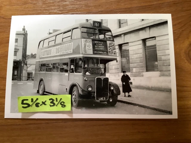 LONDON BUS PHOTO B/W RT1923 Route 161 WOOLWICH GENERAL GORDON PLACE LUC ...