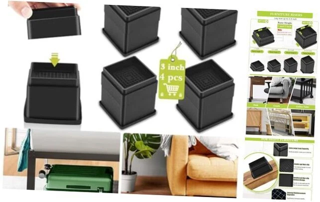 PACK FURNITURE RISERS 3 Inch, Adjustable Bed Risers Heavy 3 inch (2+1 ...