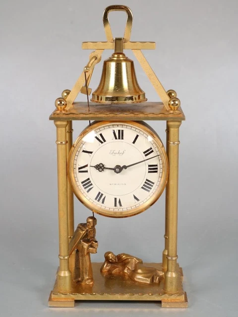 IMHOF AUTOMATON BELL STRIKING MONK CLOCK working 1970s NOVELTY GOLD ...