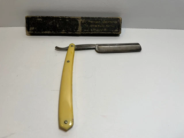 VINTAGE MCPHERSON BROTHERS Frass Straight Razor W/Original Box Glasgow ...