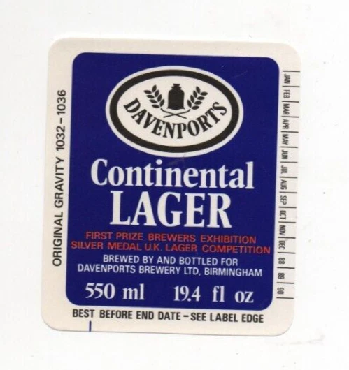 ENGLAND - VINTAGE Beer Label - Davenports Brewery, Birmingham ...
