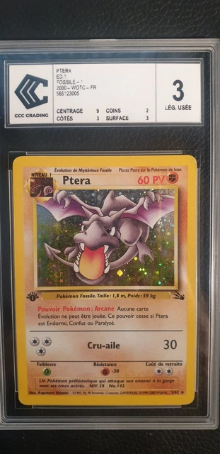 CARTE POKÉMON PTERA 1/62 Holo Fossile Edition 1 Wizards - CCC 3 Lég ...