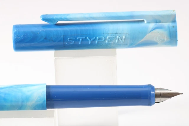 VINTAGE STYPEN BLUE Marbled Medium Fountain Pen £6.99 - PicClick UK