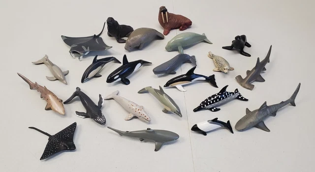 TOY SEA ANIMALS Colorata Safari LTD Marine Mammals Figures Lot Of 22 ...