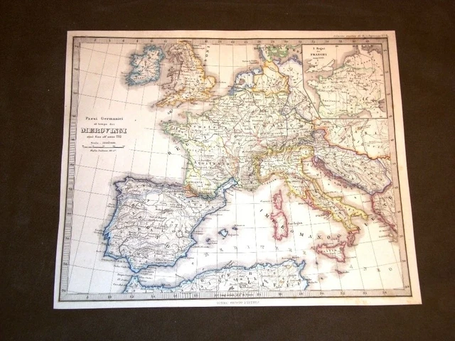 CARTA GEOGRAFICA O mappa Spruner del 1865 Ancient map Merovingi Anno ...