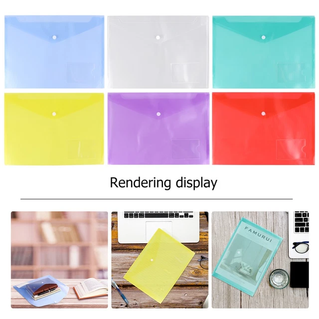 20 PCS PLASTIC Document Sleeve Transparent File Folder Bag for Storage ...