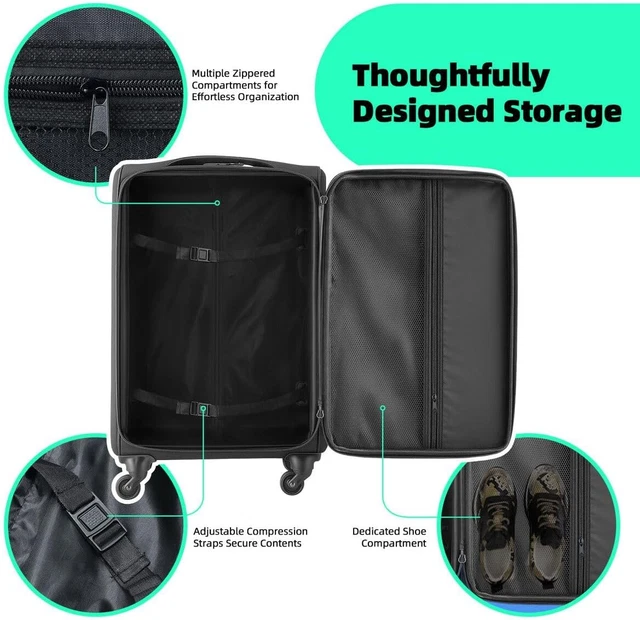 4PCS SOFTSIDE SUITCASE Sets Oxford Luggage with Tsa-Approved Lock ...