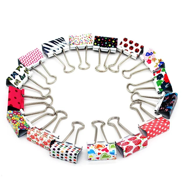 24 PCS BINDER Clips Decorative Big Paper for Office Folders Medium and ...