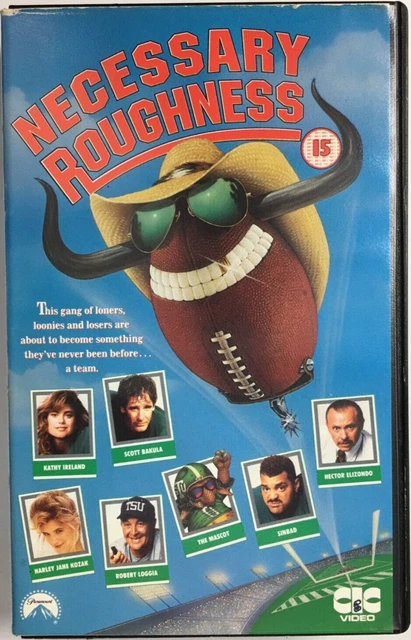 NECESSARY ROUGHNESS (1991) VHS PAL grande boîte début des années 90 CIC ExRental Dolby Surround ...