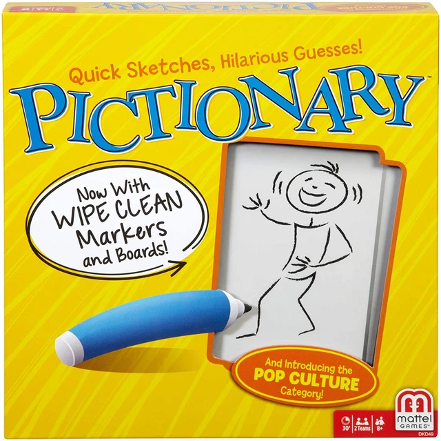 MATTEL GAMES PICTIONARY Quick-draw Guessing Game, Adult and Junior ...