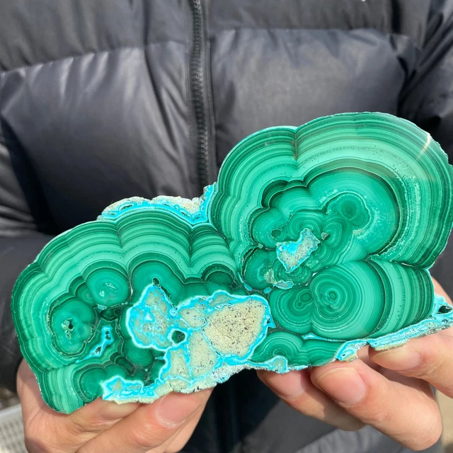 375G NATURAL CHRYSOCOLLA/MALACHITE transparent cluster rough mineral ...